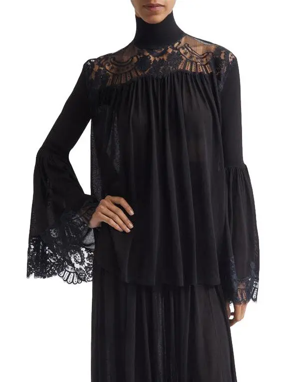 Zimmermann Valiant Lace Trim Turtleneck Sweater - Black
