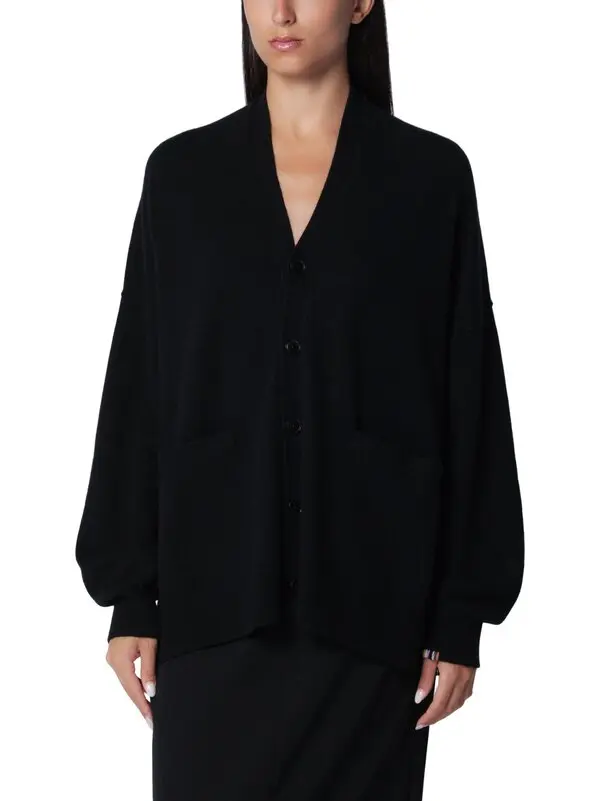 Extreme Cashmere Asymmetrical Cashmere Cardigan - Black