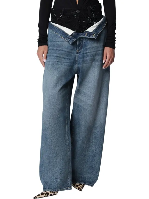 Attico Wide-leg Jeans With Double Waistband - Blue