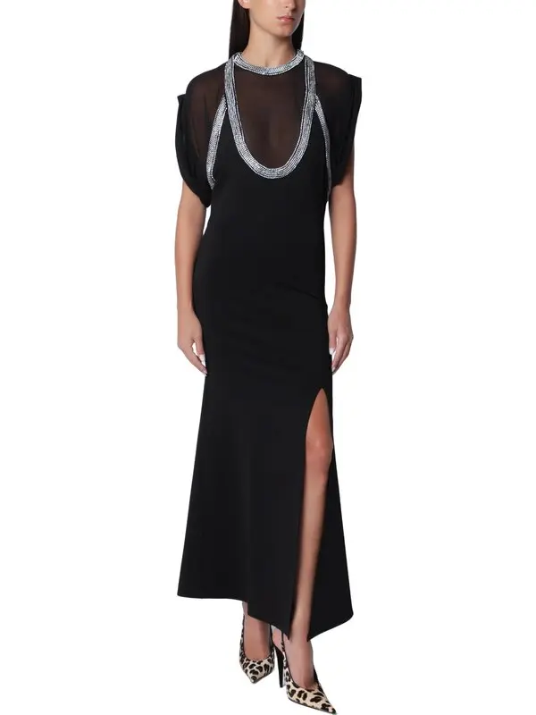 Attico Viscose-blend Dress With Rhinestones - Black