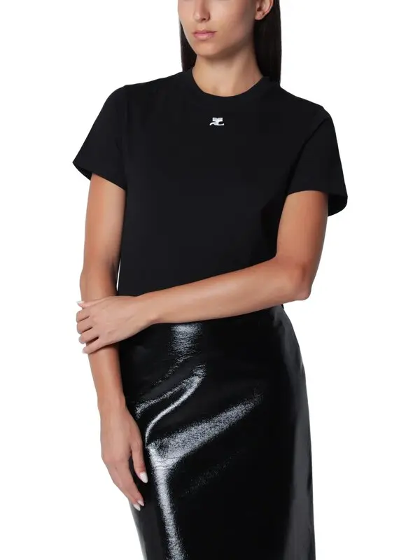 COURREGES Ac Logo Cotton T-shirt - Black