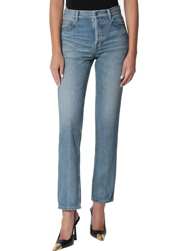 Saint Laurent Straight-leg Medium Wash Denim Jeans - Blue