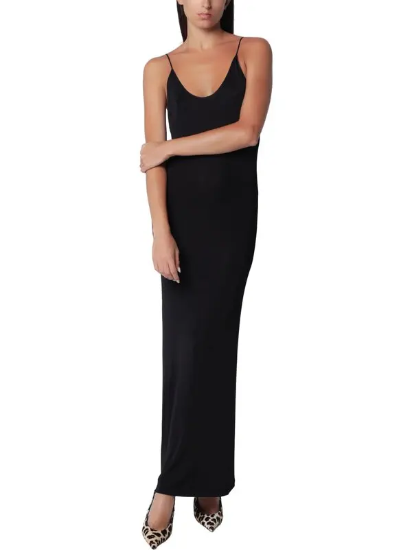 Saint Laurent Cassandre Backless Viscose Maxi Dress - Black