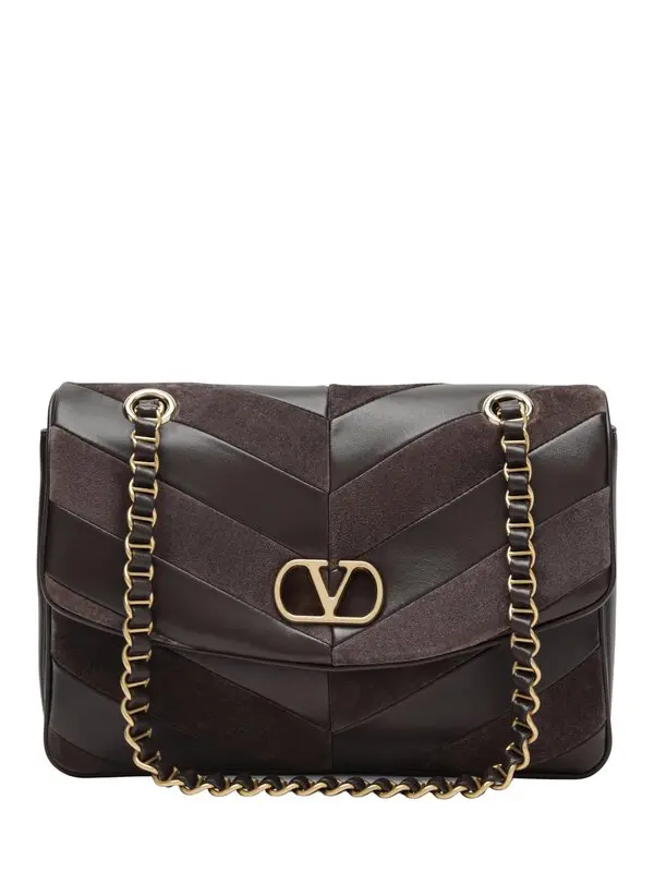 Valentino Garavani Djuna Medium Suede And Nappa Shoulder Bag - Brown