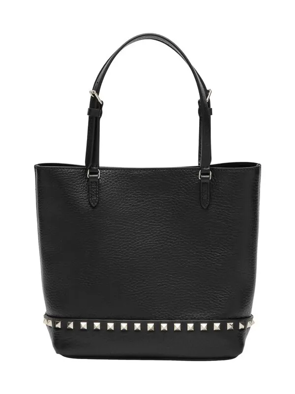 Valentino Garavani Small Rockstud Shopper Bag In Leather - Black