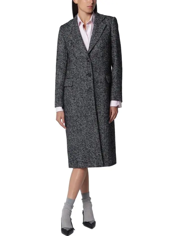 Tagliatore Single-breasted Herringbone Wool-blend Coat - Black