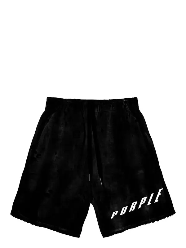 PURPLE BRAND Midweight Fleece Pull On Shorts - Black