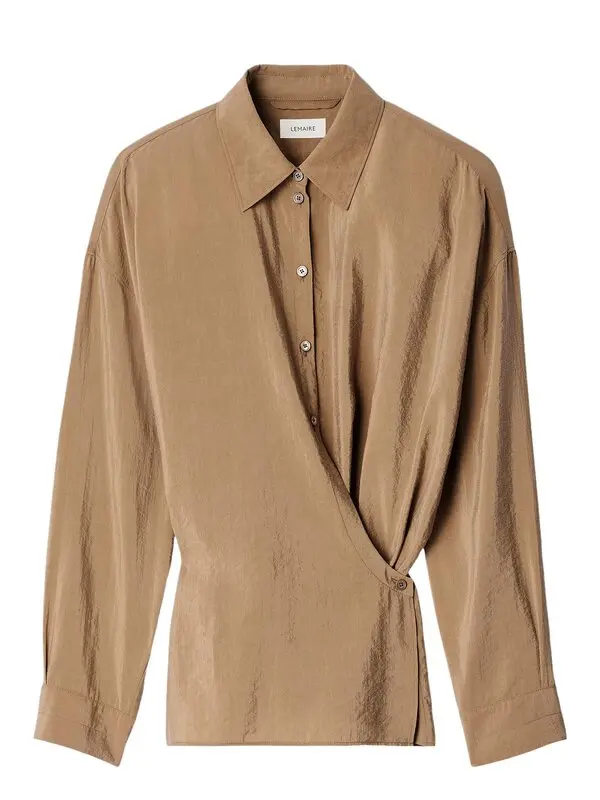 LEMAIRE Twisted Collar Shirt - Brown