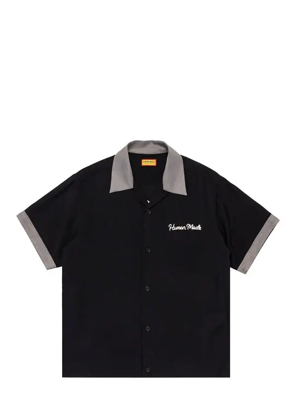 HUMAN MADE Short Sleeve Bowling Shirt With Classic Collar - Black