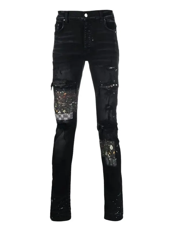 Amiri Artpatch Paint Checker Jeans 'aged - Black