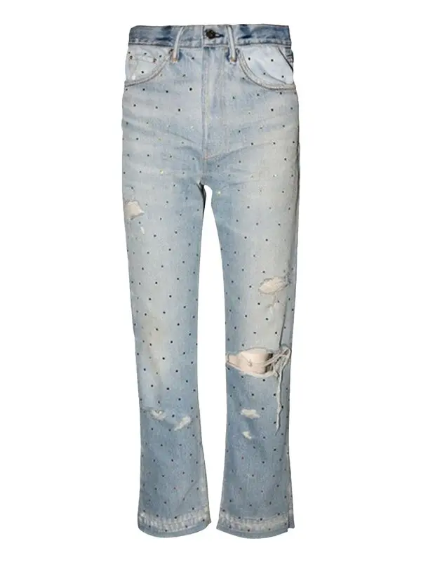 Amiri Gradient Crystal Reconstructed Denim Pants 'multi Indigo - Blue
