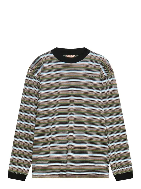 Marni Striped Crewneck Long Sleeve T-shirt - Blue