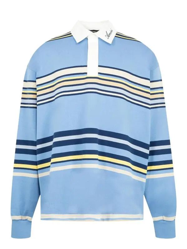 Amiri Striped Long-sleeve Polo - Blue