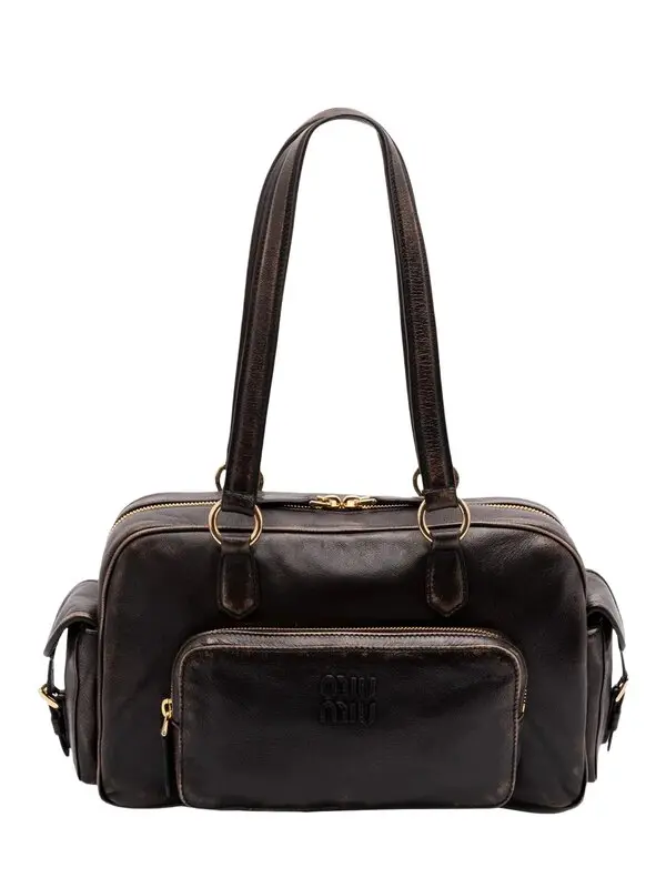 Miu Miu Nappa Old Pocket Bauletto Bag - Brown