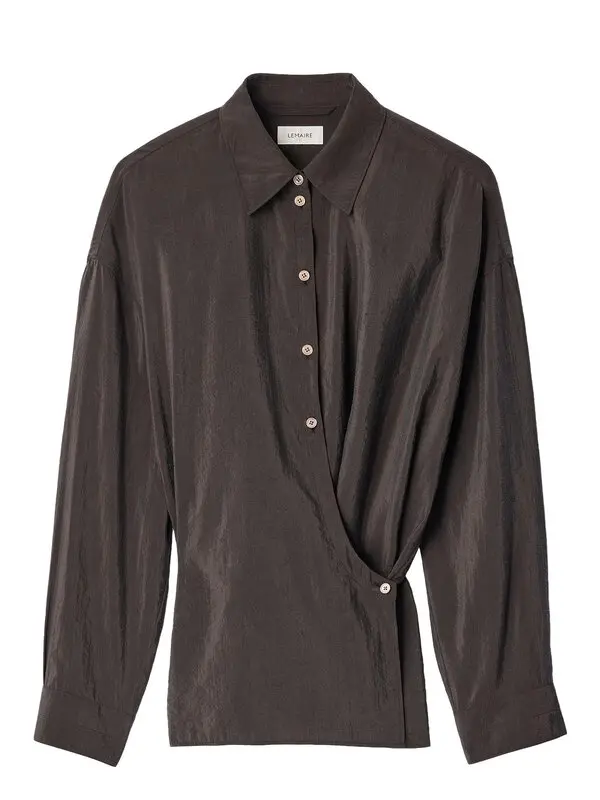LEMAIRE Straight Collar Twisted Shirt - Brown