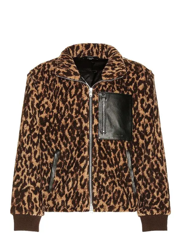 Amiri Printed Leopard Polar Fleece Jacket - Brown