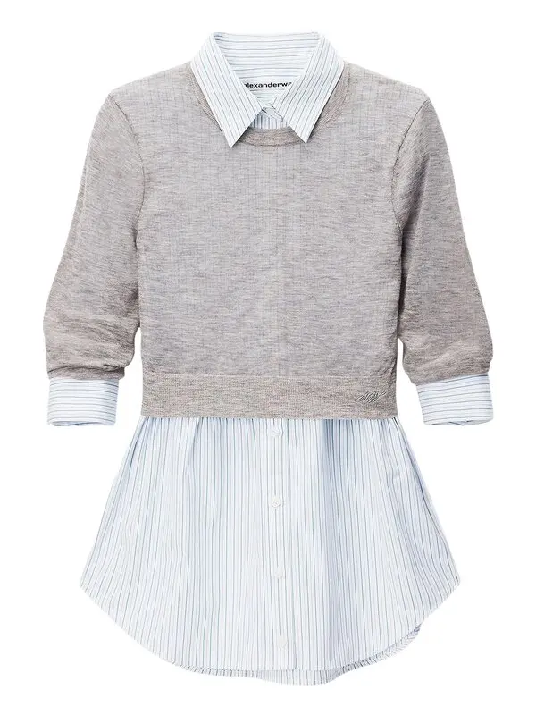 Alexander Wang Layered Crewneck Sweater Dress - Grey