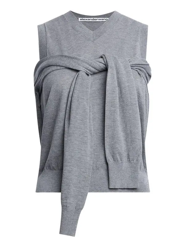 Alexander Wang Tie-front Cardigan Layered V-neck Vest - Grey