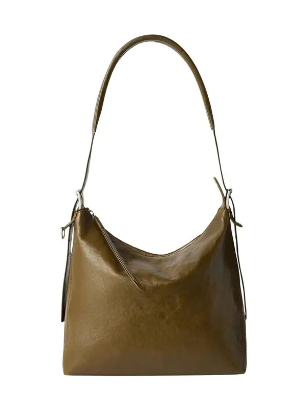 LEMAIRE Small Belted Hobo Bag 'dark Bronze - Silver