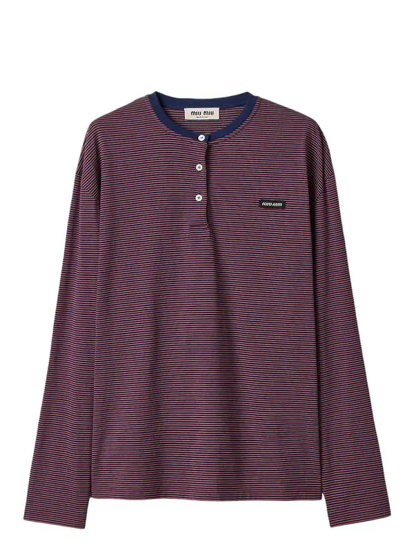 Miu Miu Jersey Riga Girocollo 'navy/granato - Blue