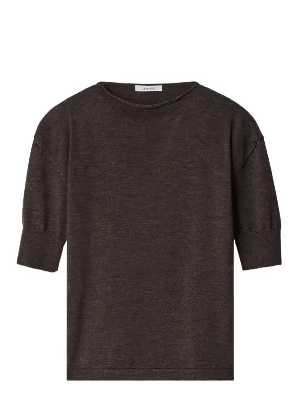 LEMAIRE Short Sleeve Knit Pullover - Brown