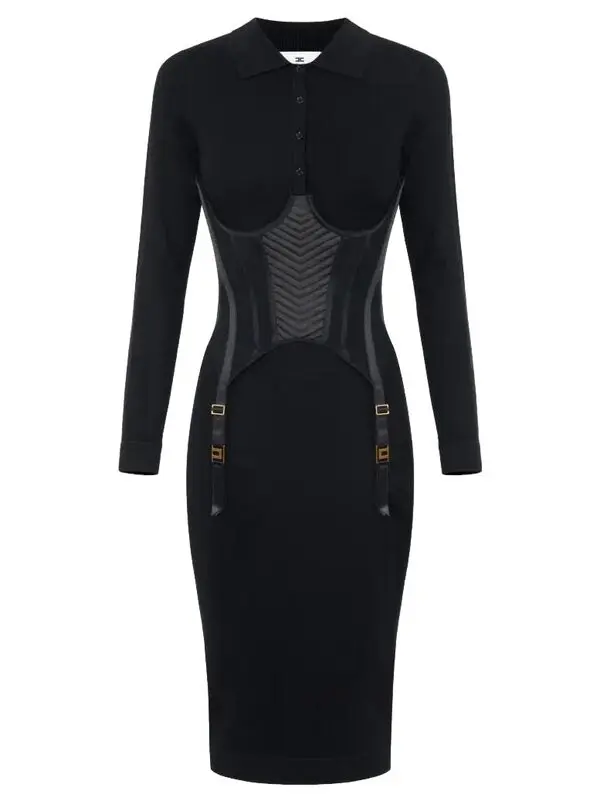 Elisabetta Franchi Knit Bustier Dress - Black
