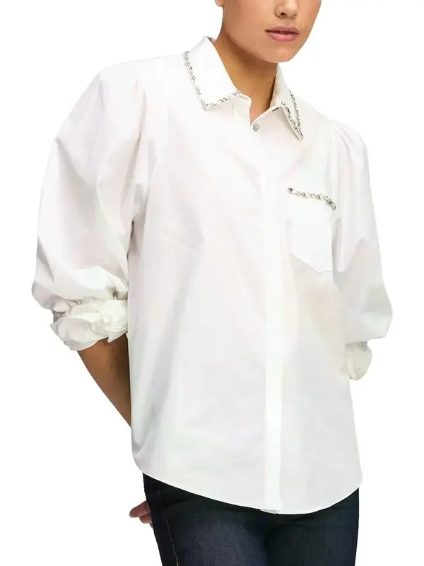 Cinq À Sept Crystal-embellished Puff-sleeve Shirt - White