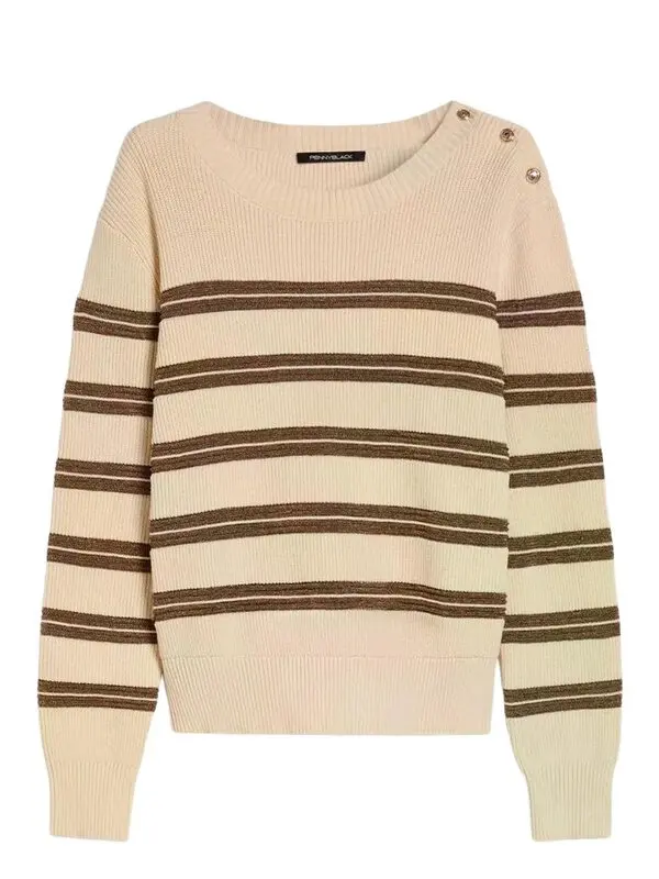 PENNYBLACK Button-detail Striped Sweater - Neutrals