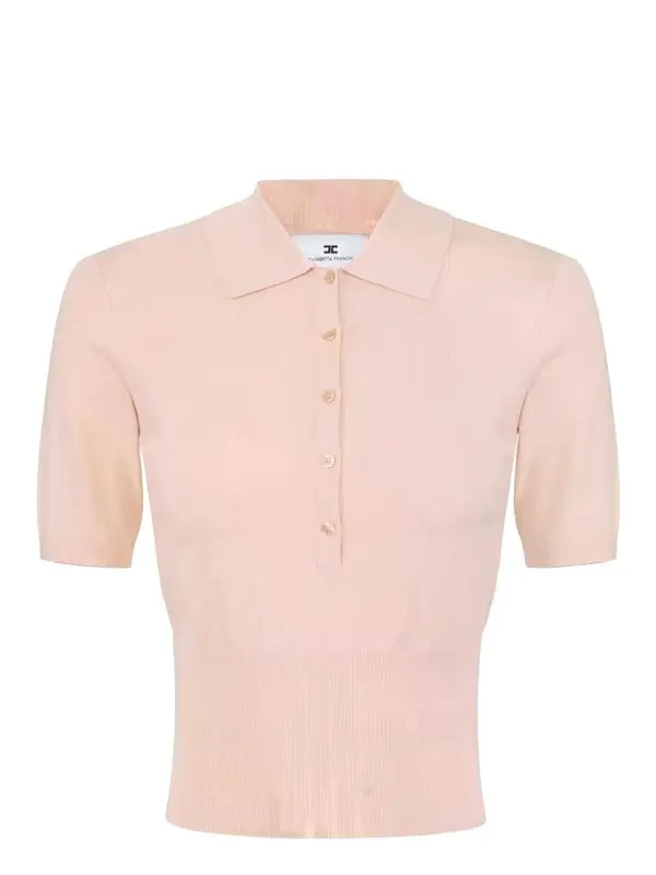 Elisabetta Franchi Knit Polo Shirt With Short Sleeves And Button Details - Neutrals