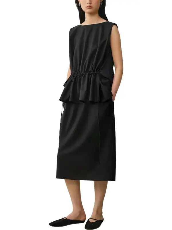 LESS Layered Sleeve Midi Dress - Black