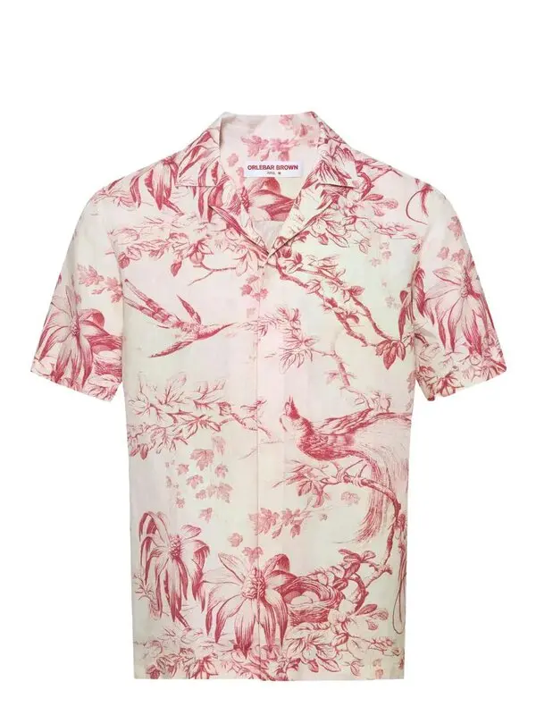 Orlebar Brown Maitan Floral-print Short-sleeved Linen Shirt - Pink