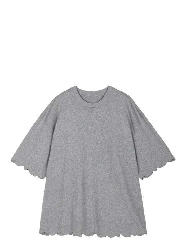 JNBY Scalloped-trim Mid-sleeve Tee - Grey