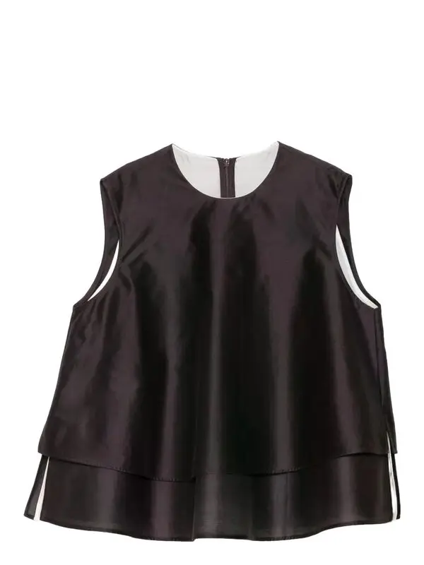 LESS A-line Double-layer Blouse - Brown
