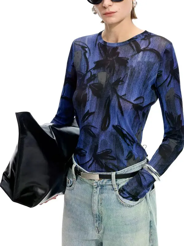 JNBY Printed Long Sleeve T-shirt - Cornflower Blue