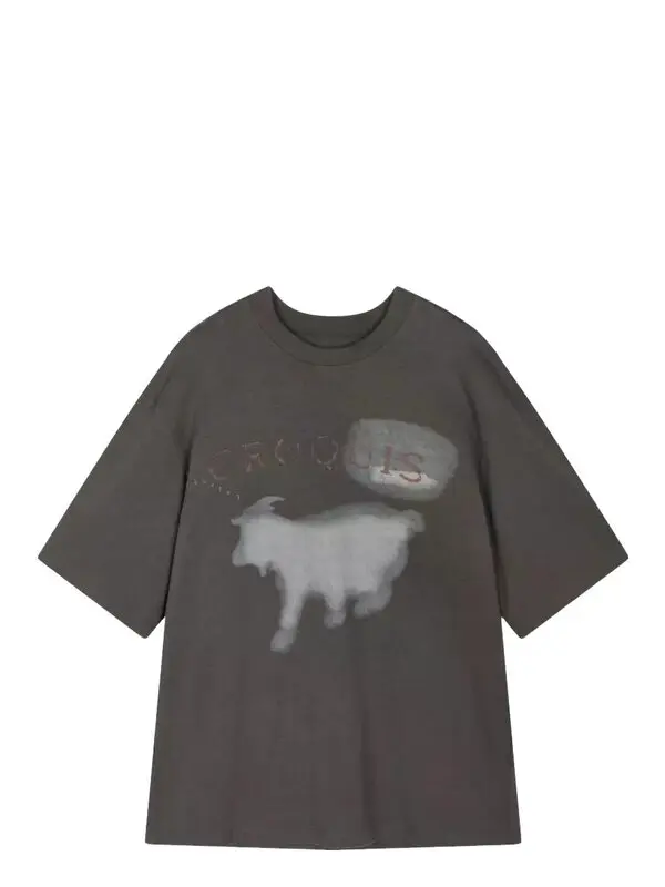 CROQUIS Sheep-print Cotton T-shirt - Grey