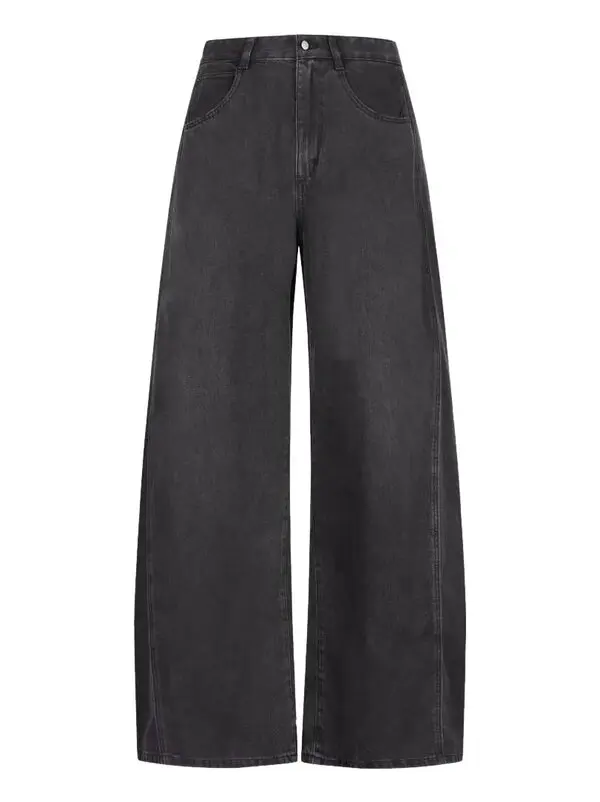 JNBY Wide-leg Faded Wash Denim Trousers - Black