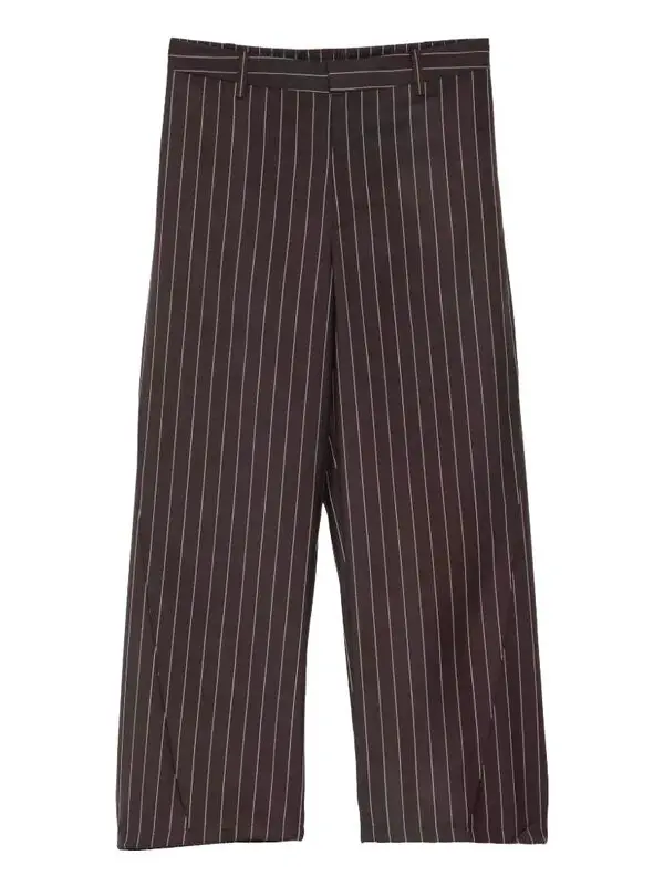 CROQUIS Cedar Pinstripe Curved-leg Trousers - Brown