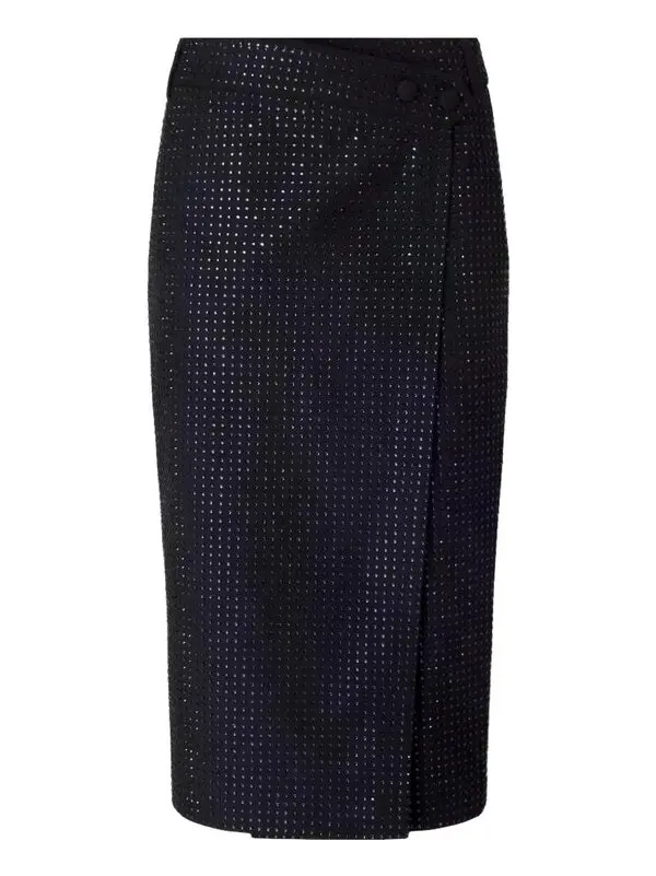 Pinko Rhinestone Embellished Wrap Pencil Skirt - Blue