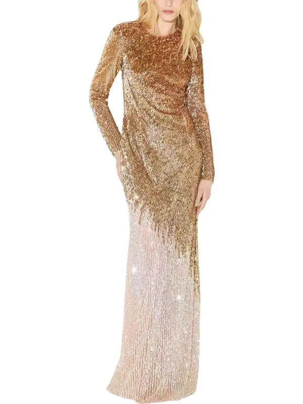 Elisabetta Franchi Red Carpet Dress In Metallic Tulle - Gold