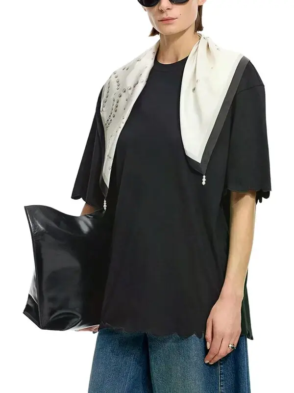 JNBY Lace-trim Embroidered T-shirt - Black