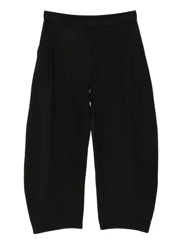 CROQUIS Curved Leg Cotton Knit Trousers - Black