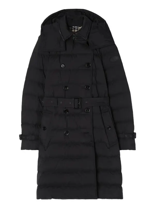Burberry Mid-length Nylon Puffer Coat With Goose Down And Feather Filling - Black