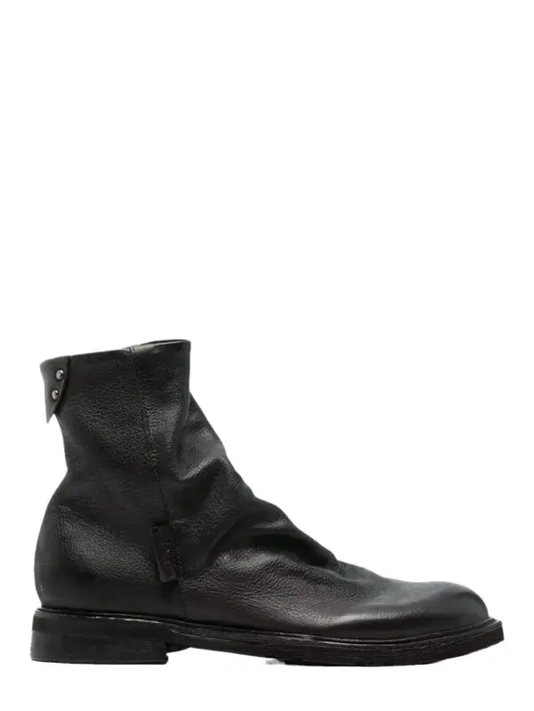 A.S.98 Ruched Leather Ankle Boots - Black