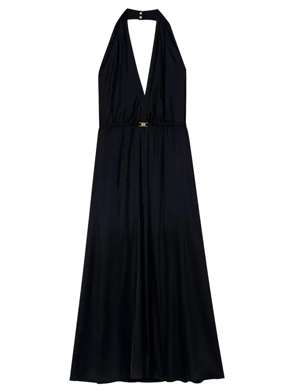 Maje Plunge Halterneck Midi Dress - Blue