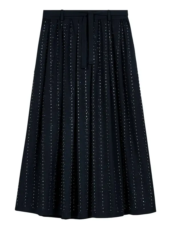 Maje Rhinestone-embellished Midi Skirt - Blue