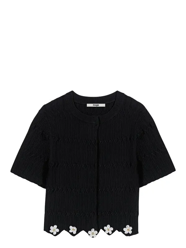 Maje Short-sleeve Daisy Cardigan - Black