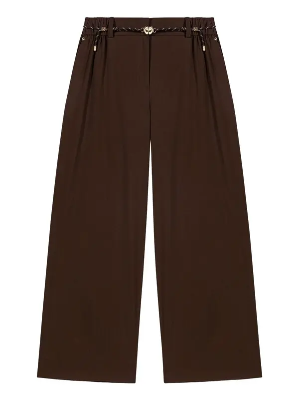 Maje Cropped Wide-leg Trousers - Brown