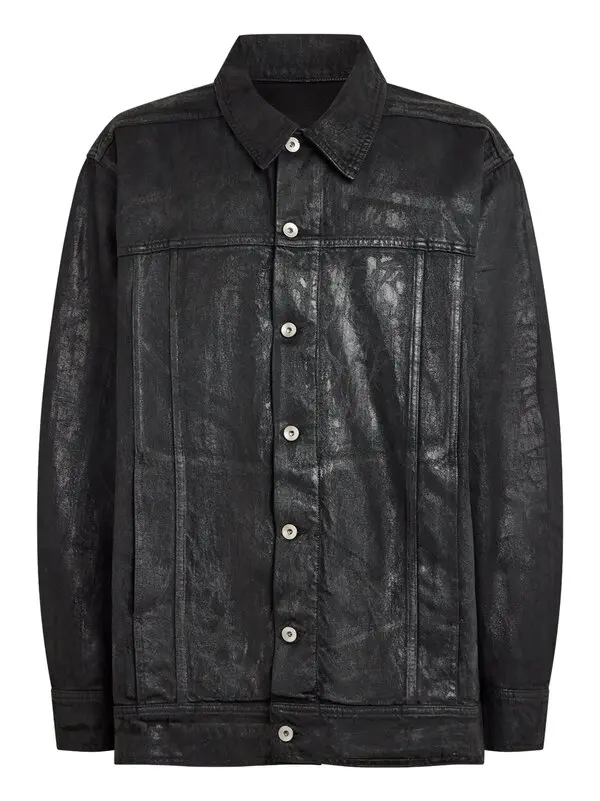 Rick Owens Jumbo Worker Leather Jacket - Black
