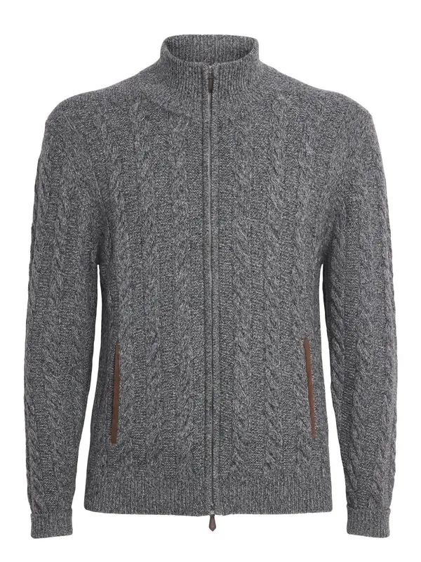N.peal Cashmere Cable-knit Zip-up Cardigan - Grey