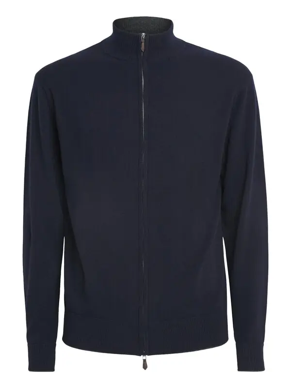 N.peal Organic Cashmere Knightsbridge Zip-up Cardigan - Navy